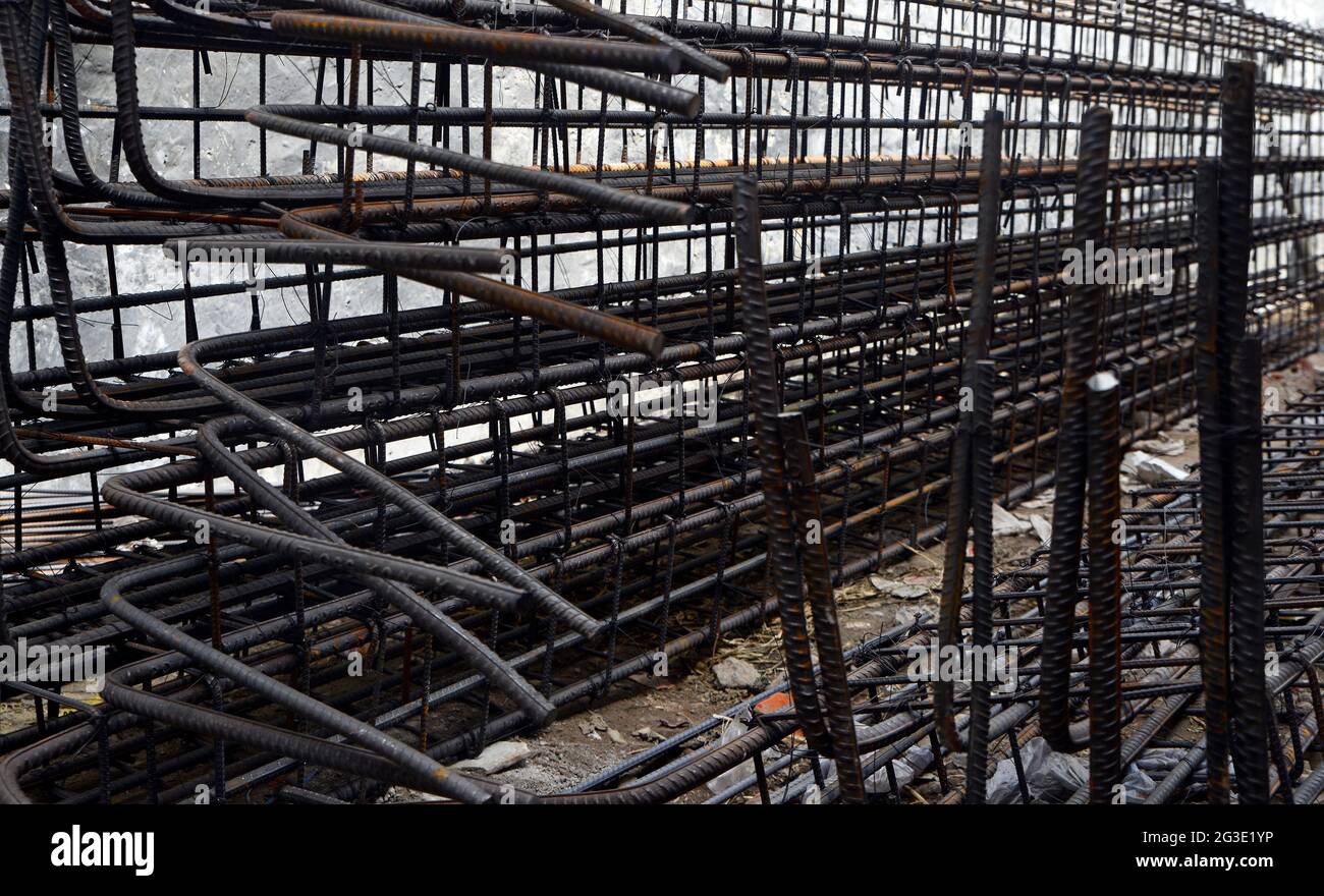 Close up of iron rods used for construction Stock Photo - Alamy