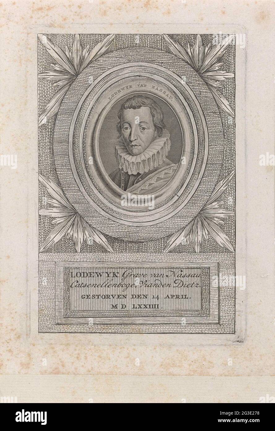 Portrait of Louis, Count of Nassau. Portrait of Louis in an oval with ...
