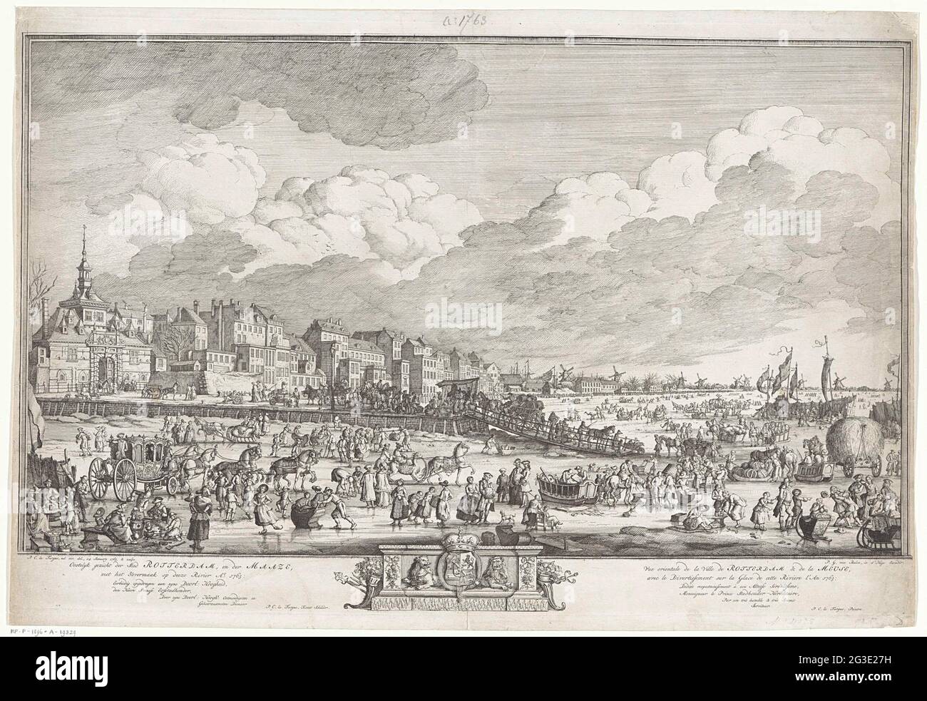 Ice fun on the Maas at Rotterdam; Eastern sight of the city of ...