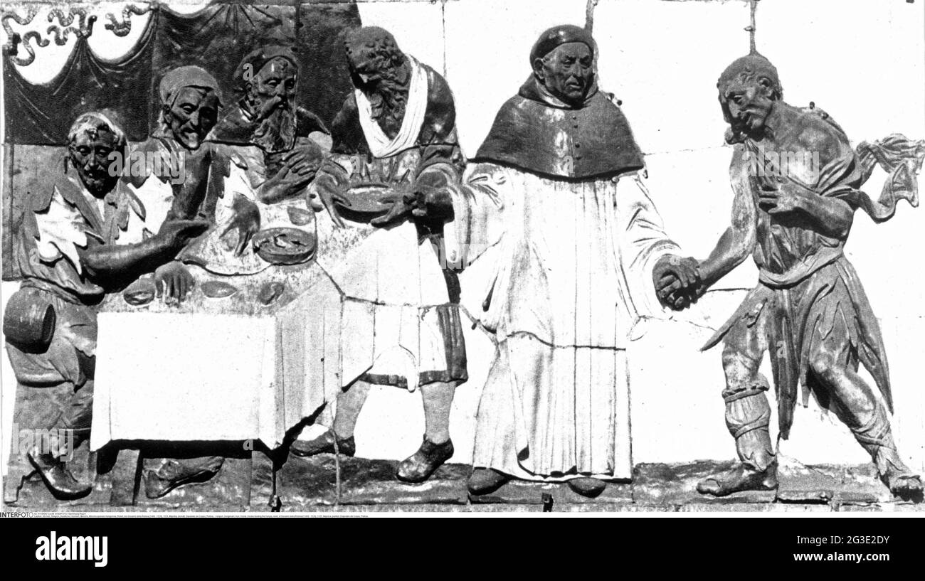 religion, clergyman / nun / monk, monks feeding the hungry, relief ...