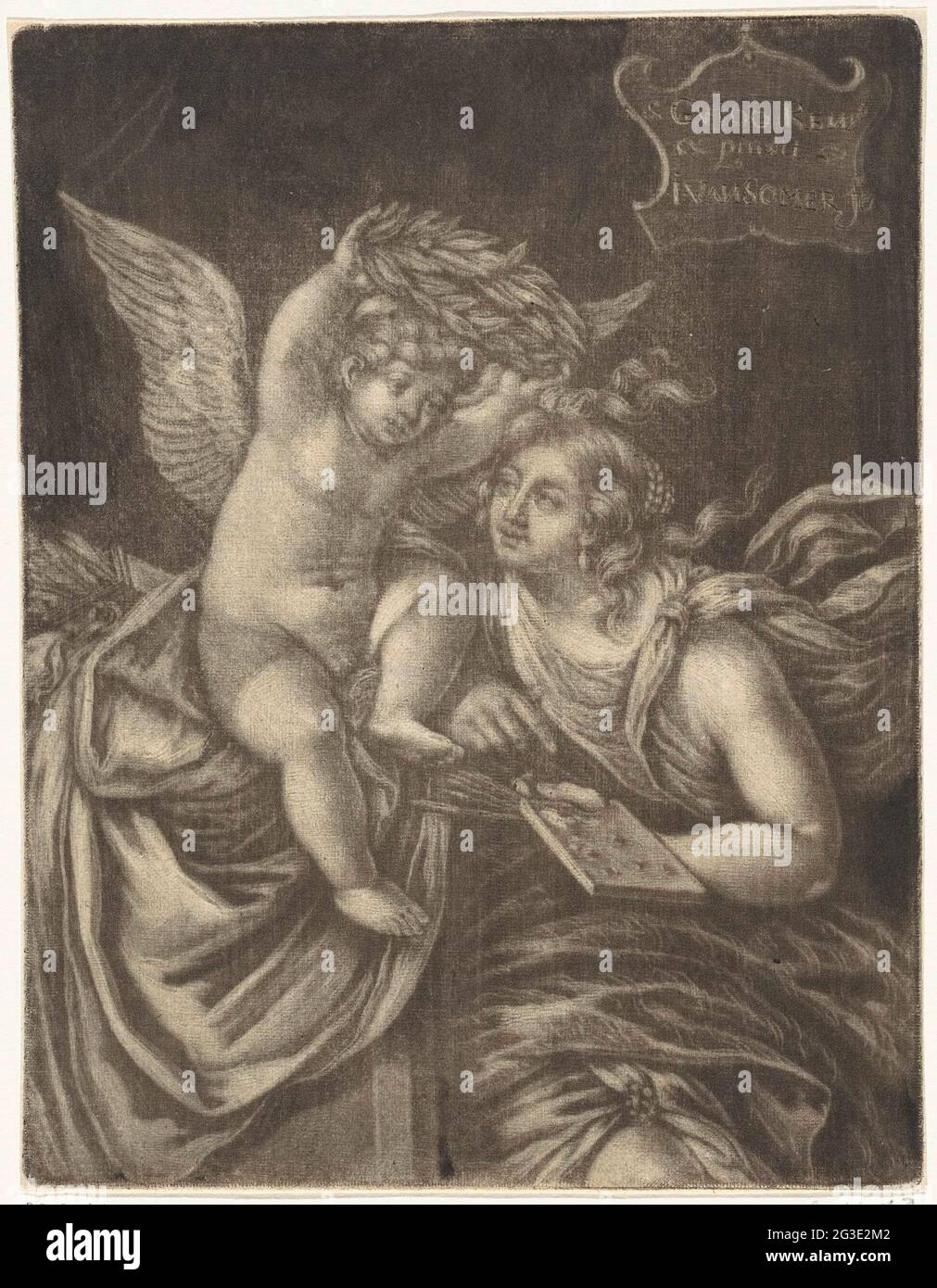 Amor crowns the personification of painting Stock Photo - Alamy