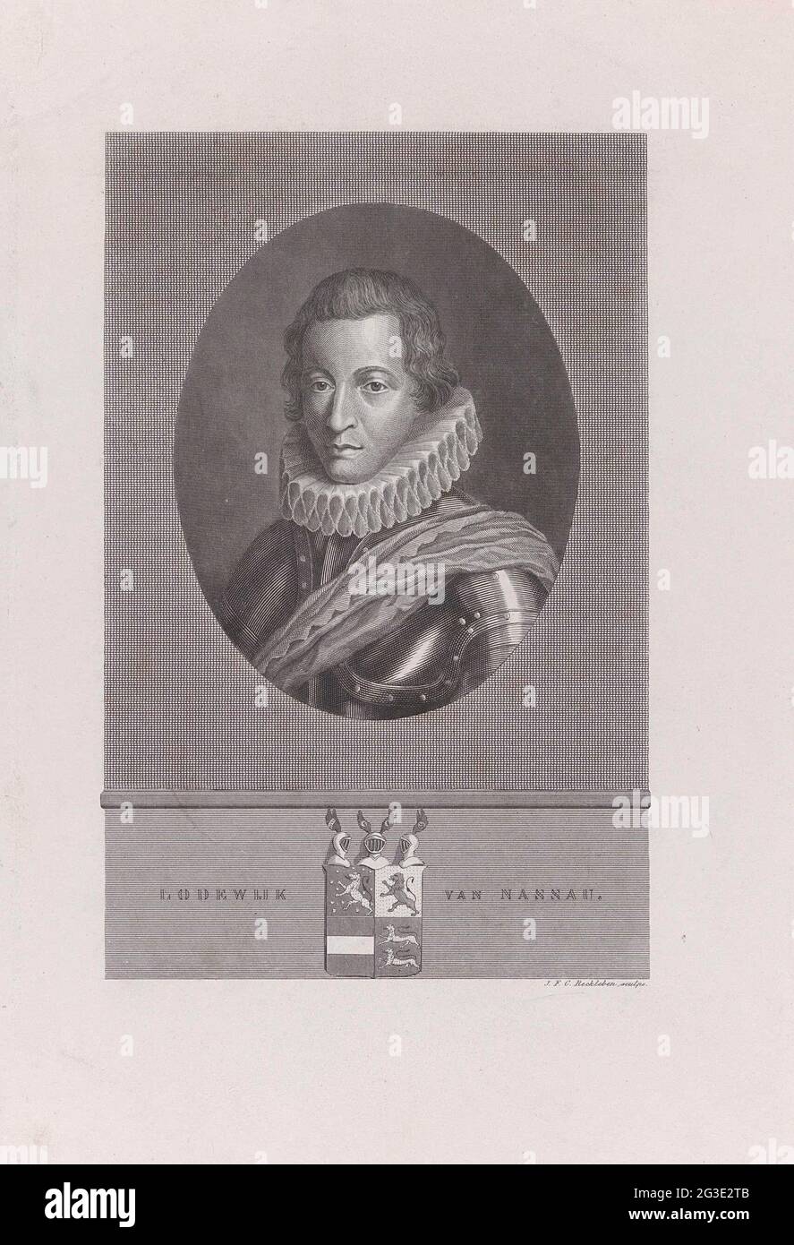 Portrait of Louis, Count of Nassau. Portrait of Louis in an oval. On a ...