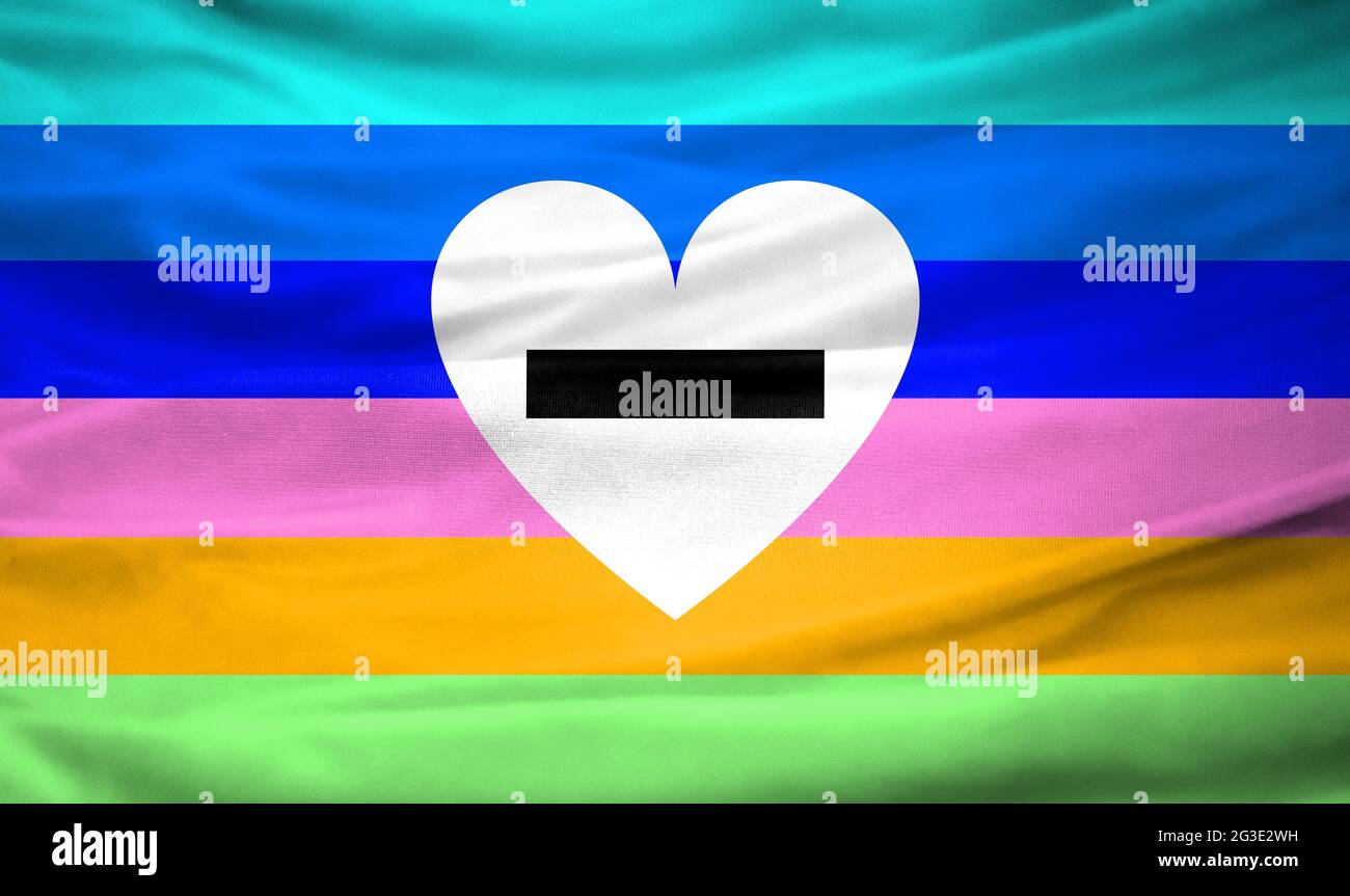 Realistic flag of Antisexual on the wavy surface of fabric Stock Photo ...
