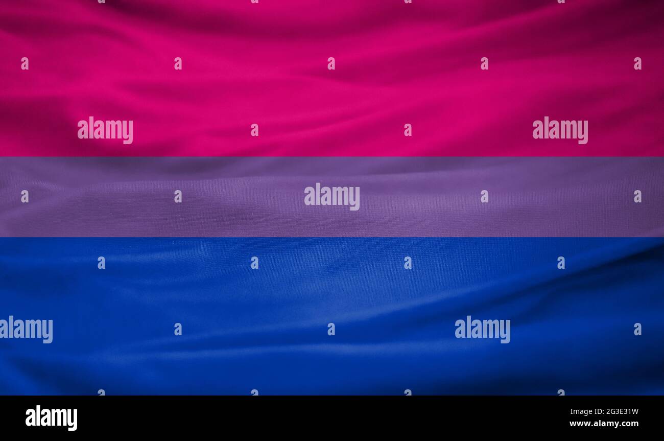 Realistic flag of bisexual on the wavy surface of fabric Stock Photo ...