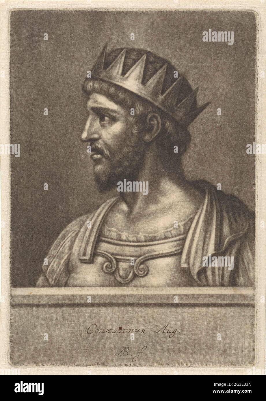 Portrait of the profile of the Roman emperor Constantine the Great ...
