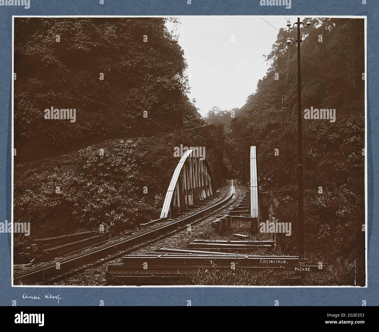 Rail bridge with cogwheel gap in the analogue on Sumatra. Part of ...