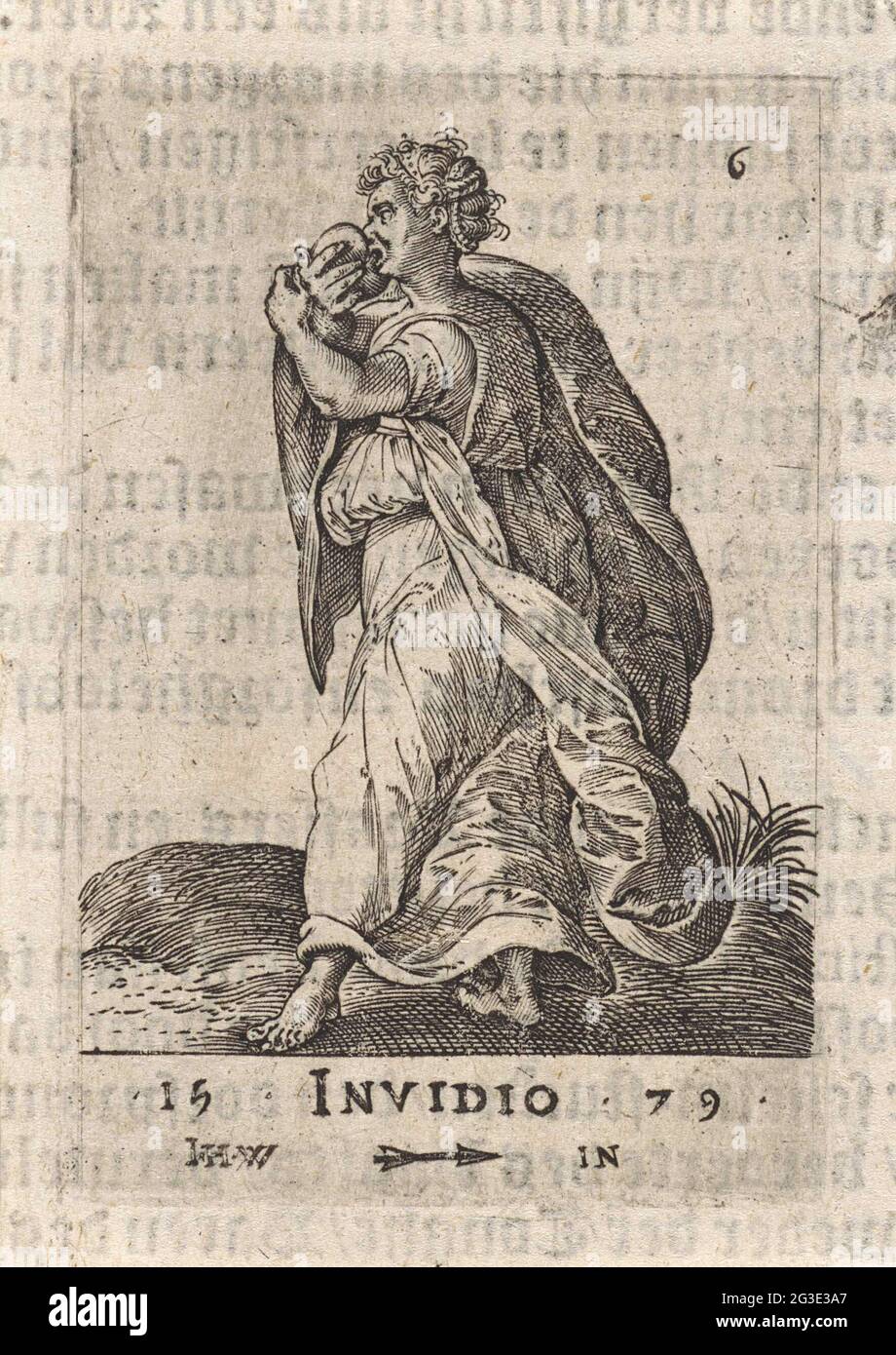 Envy; Invidio; Seven deadly sins. Landscape with envy female ...