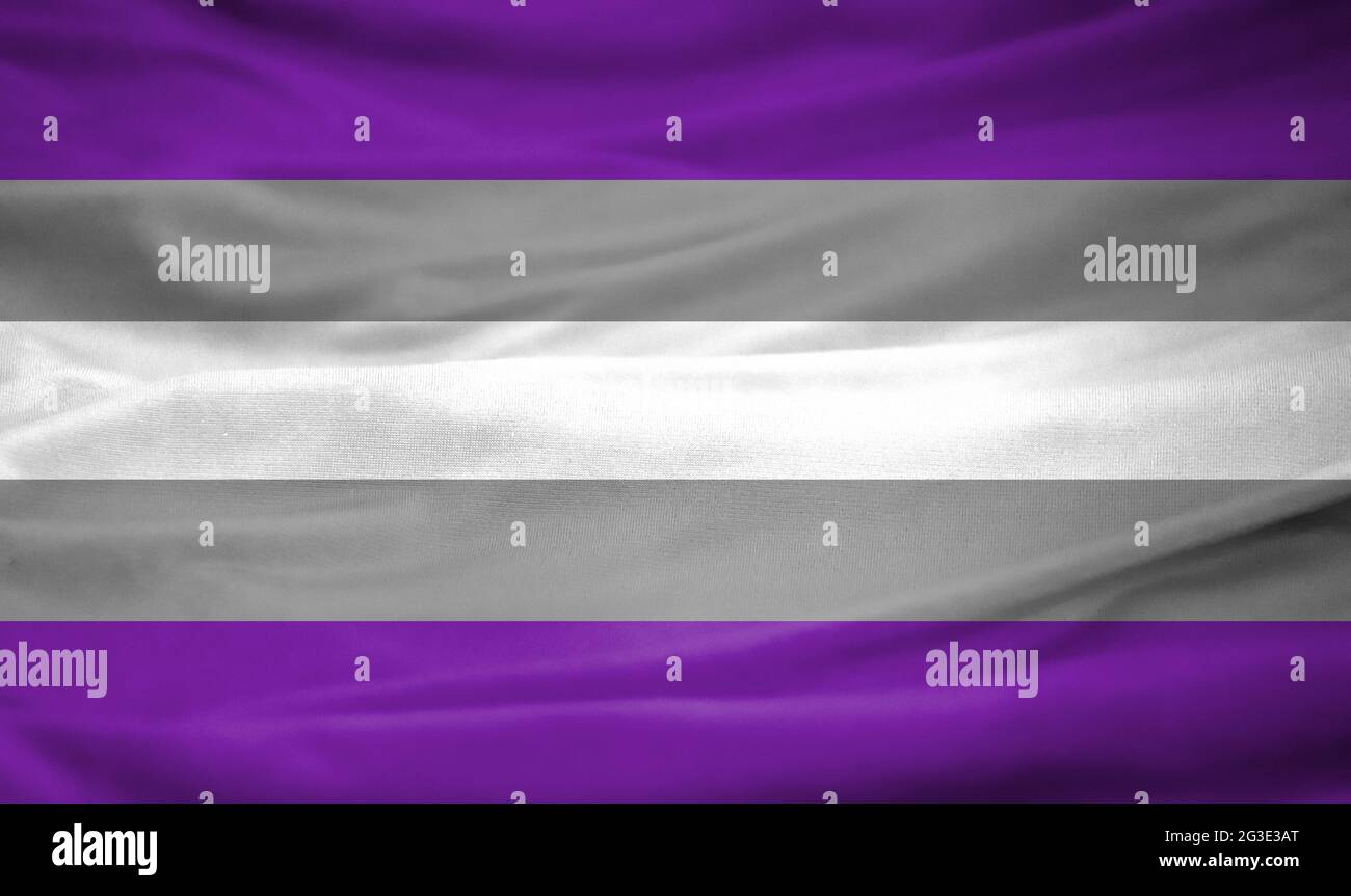 Realistic flag of Greysexual on the wavy surface of fabric Stock Photo ...