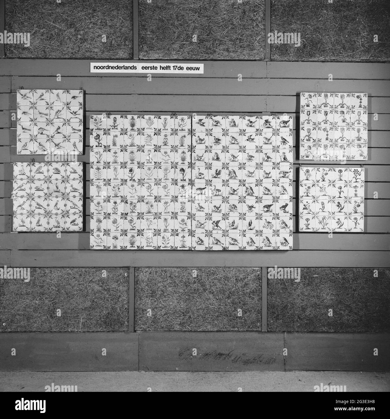 Wall with tiles from northern Netherlands; Exhibition tiles from own ...