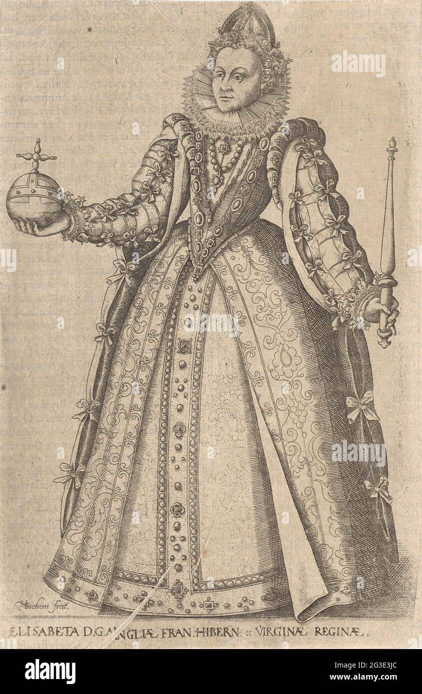Portrait of Elizabeth I Tudor, Queen of England; Elisabeta D g Angliae ...