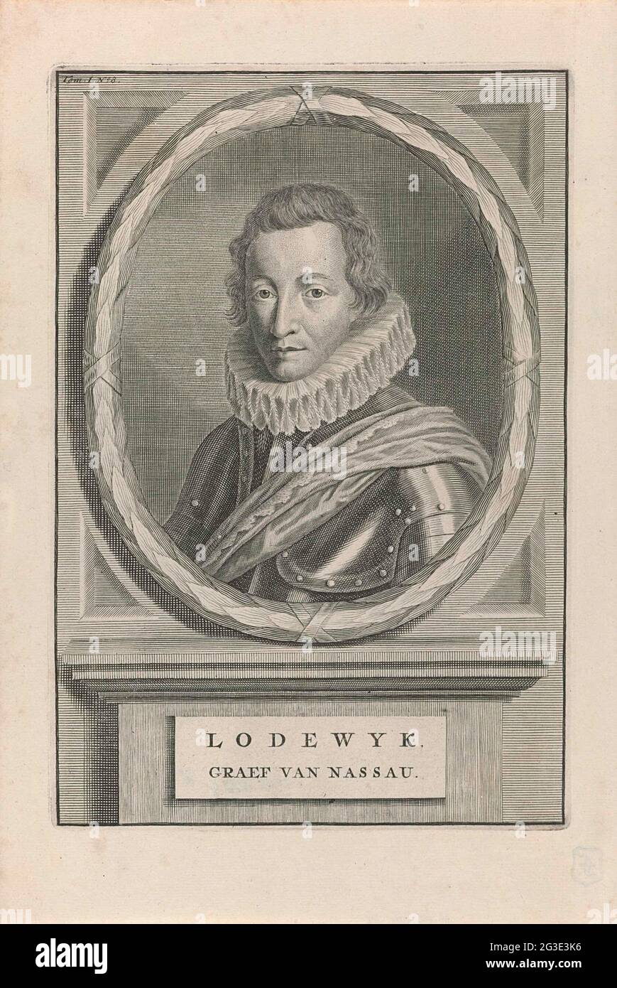 Portrait of Louis, Count of Nassau. Portrait of Louis in an oval of ...