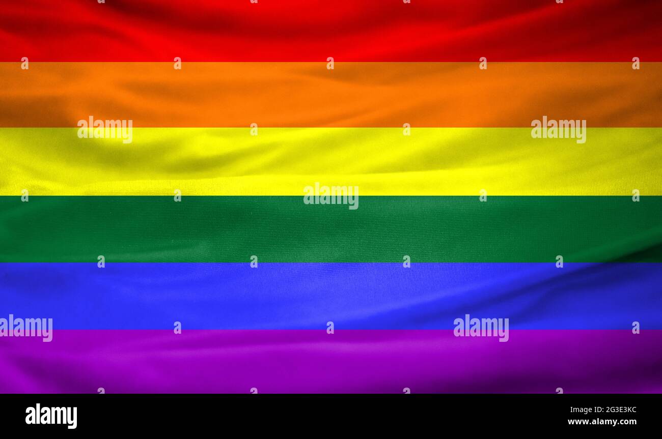Realistic flag of LGBT on the wavy surface of fabric Stock Photo - Alamy