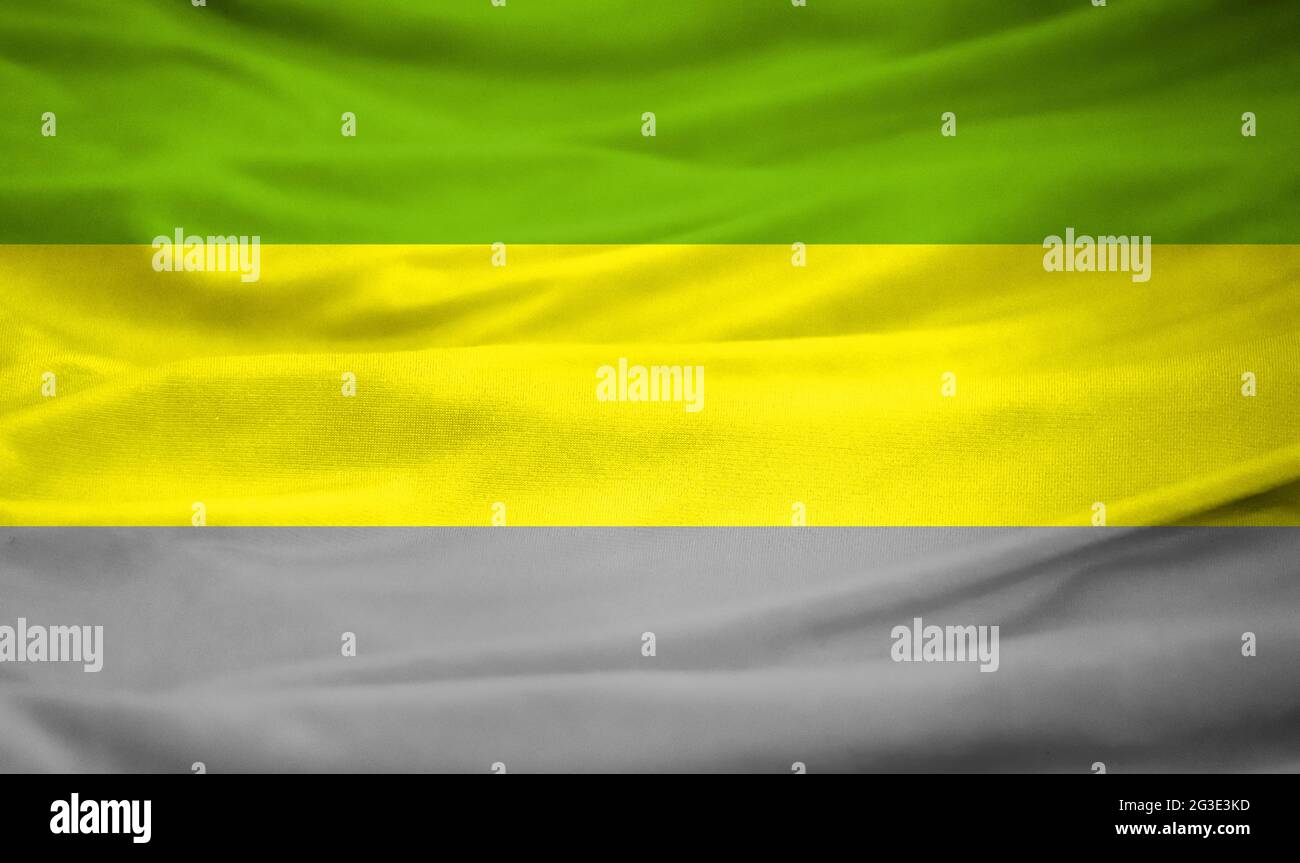 Realistic flag of Lithromantic pride on the wavy surface of fabric ...