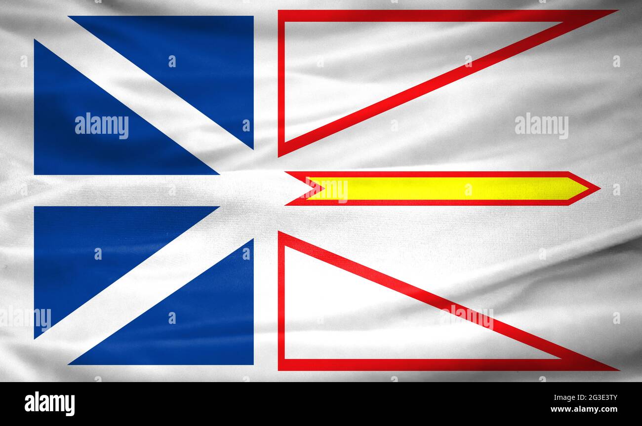 Realistic flag of Newfoundland and Labrador on the wavy surface of ...
