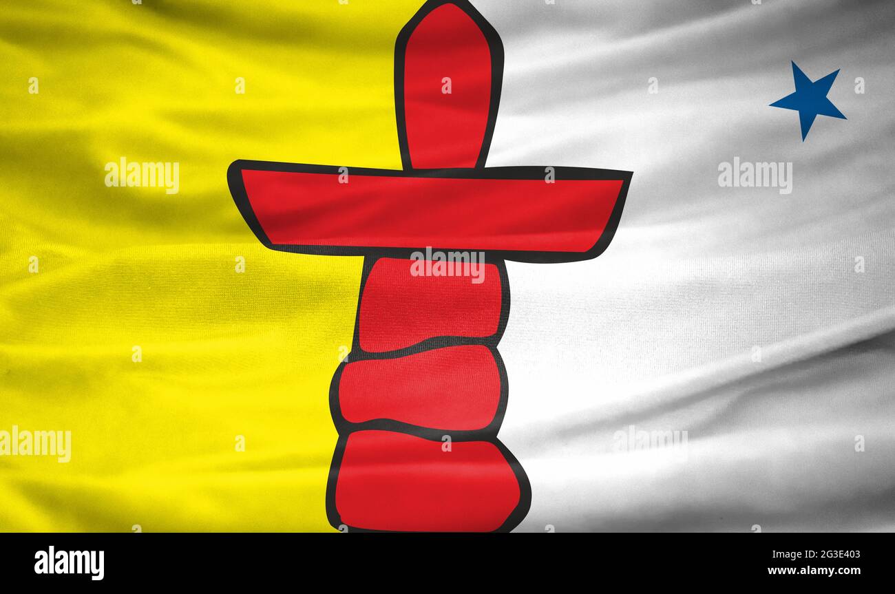Realistic flag of Nunavut on the wavy surface of fabric Stock Photo - Alamy