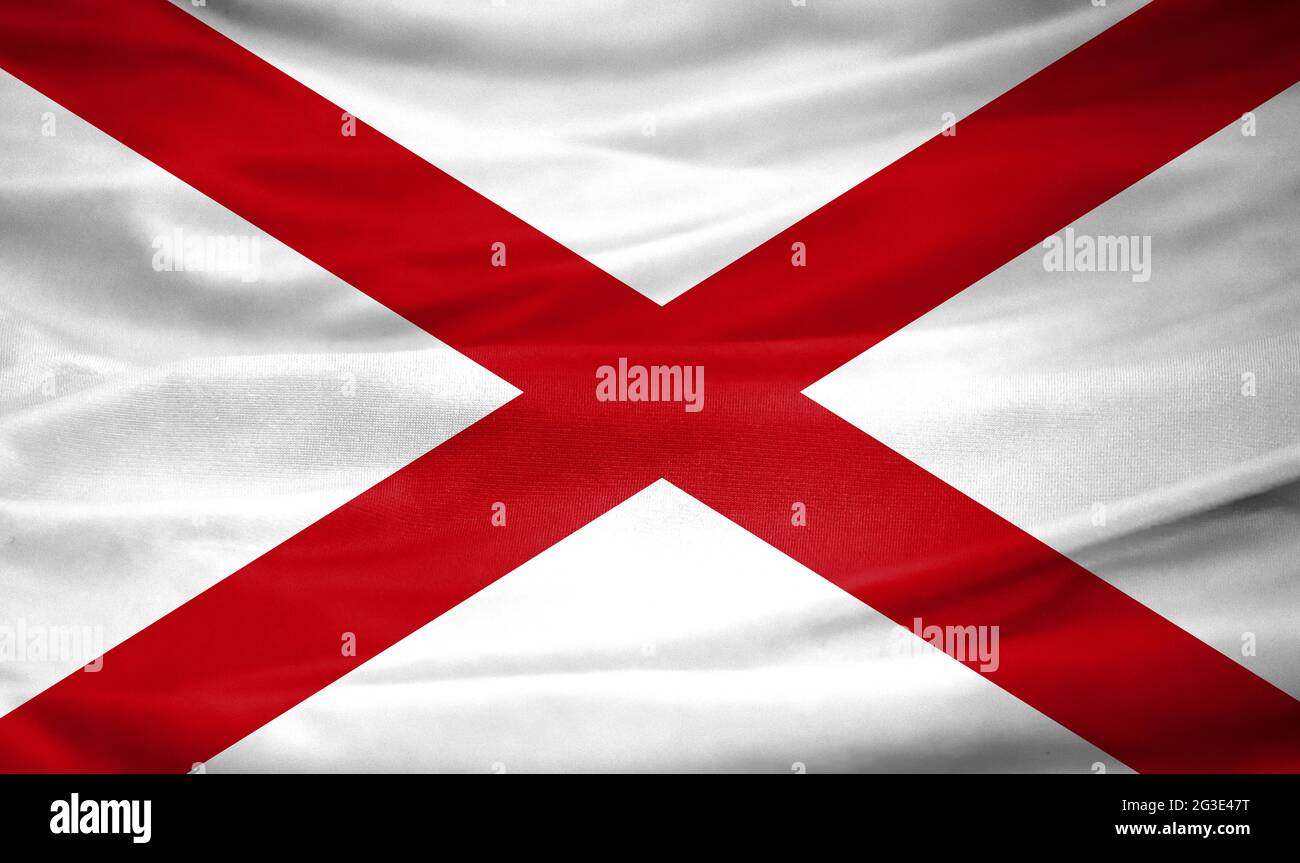 Realistic flag of State of Alabama on the wavy surface of fabric Stock ...