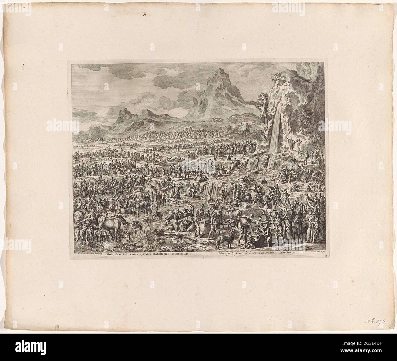 Moses strikes water from the rock; MOSE strikes the waating uyt den ...