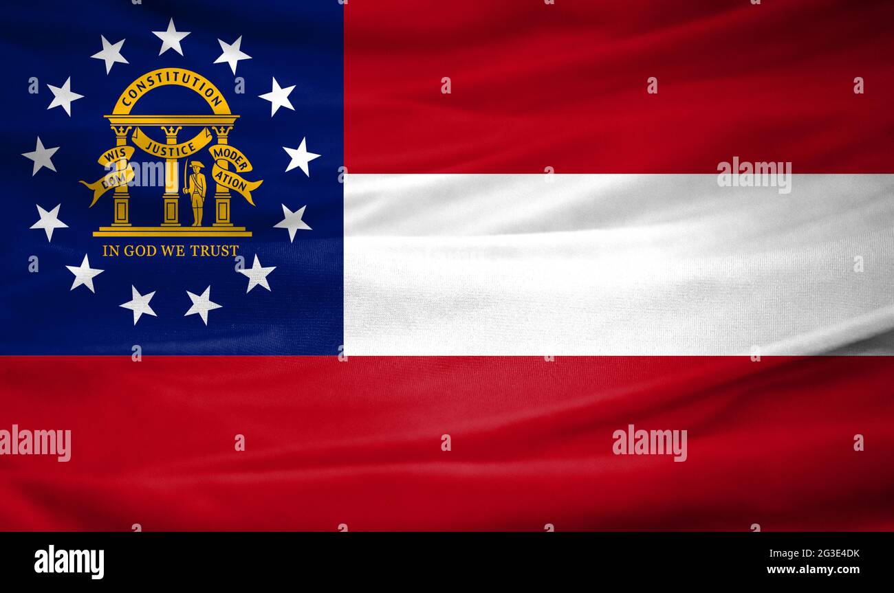Realistic flag of State of Georgia on the wavy surface of fabric Stock ...
