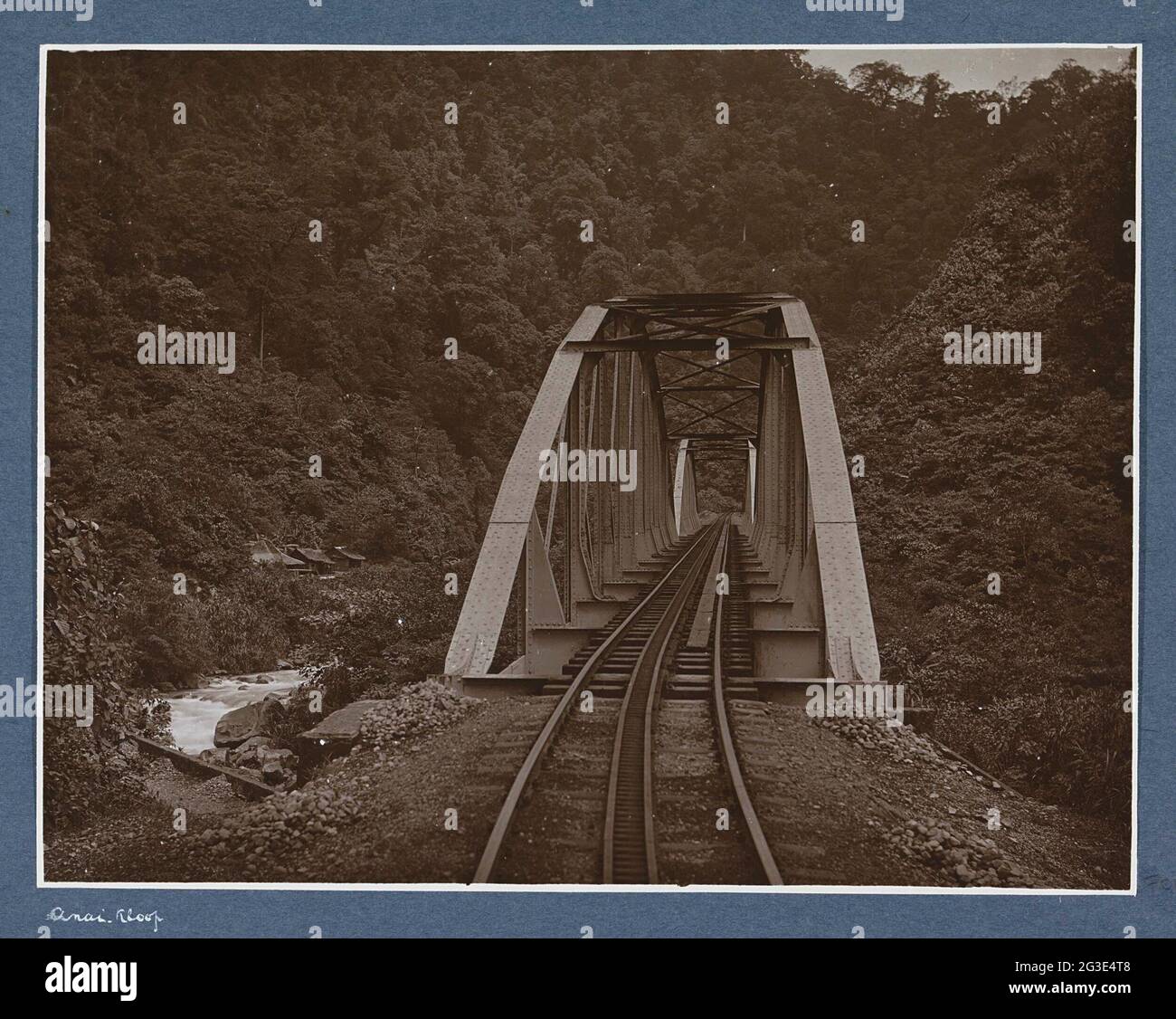 Rail bridge with cogwheel gap in the analogue on Sumatra. Part of ...