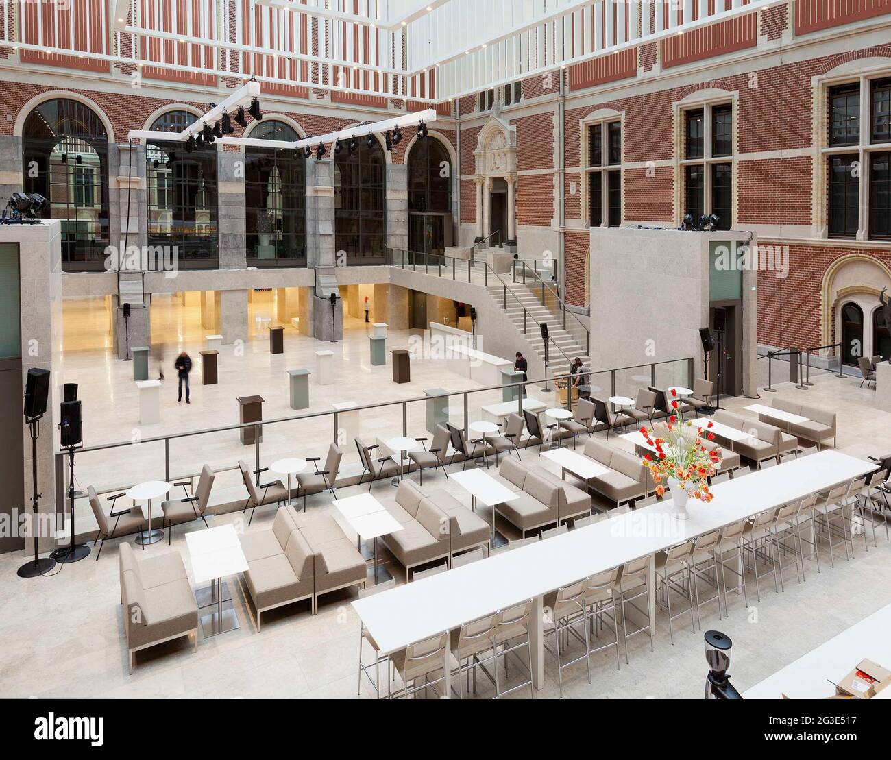 The cafe in the eastern atrium. Overview of the café just before the ...