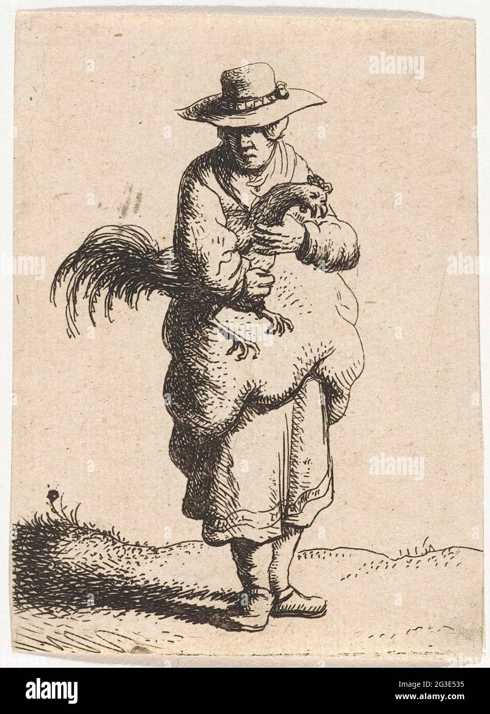 Standing woman with rooster; Standing figures Stock Photo - Alamy