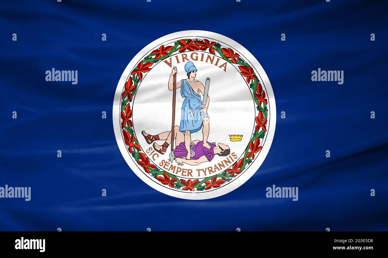 Realistic flag of State of Virginia on the wavy surface of fabric Stock ...