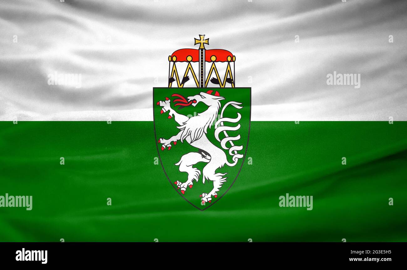Realistic flag of Styria on the wavy surface of fabric Stock Photo - Alamy