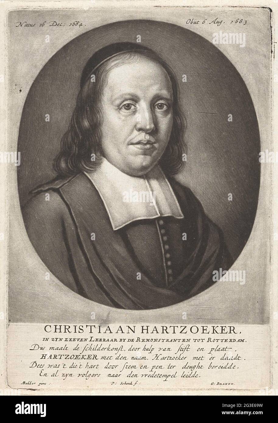 Portrait of the Remonstrant preacher Christiaan Hartsoecker Stock Photo ...