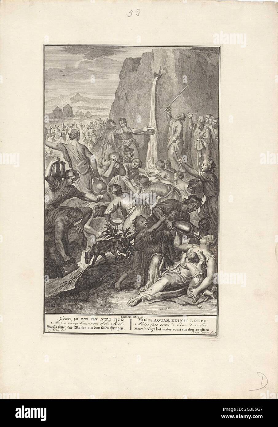 Moses strikes water from the rock. Moses strikes water from a rock with ...