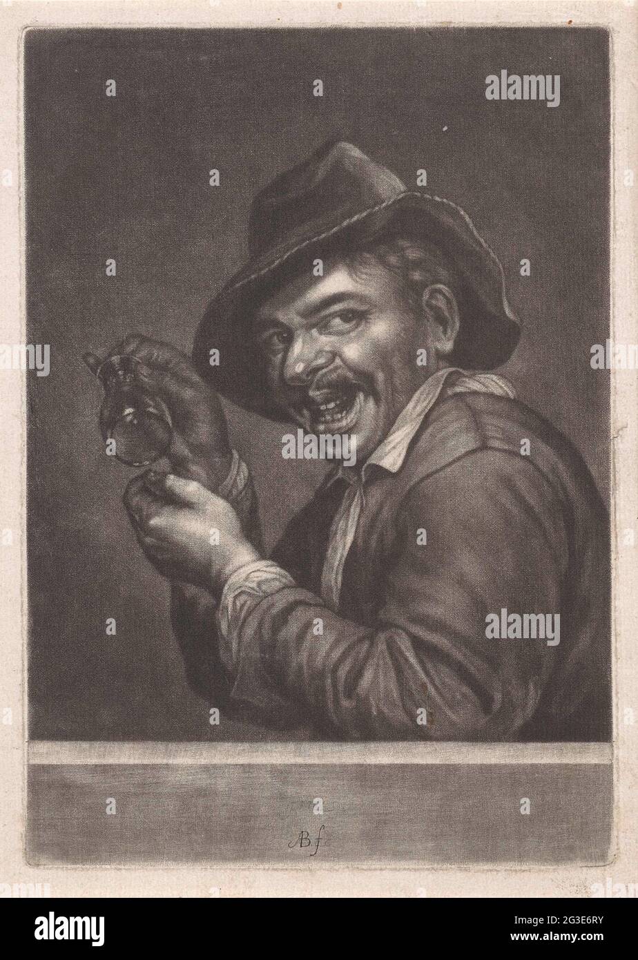 Man with an empty glass (taste); The five senses. The sense taste. A ...