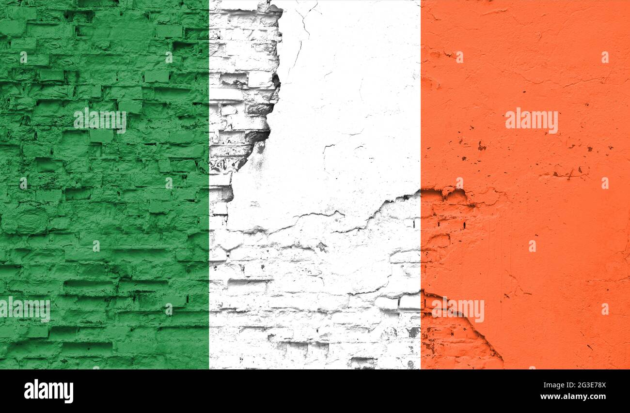 Ireland flag is painted onto an old brick wall Stock Photo - Alamy