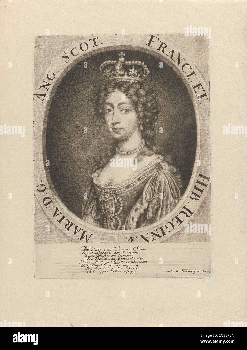 Portrait of Maria II Stuart. Portrait of Maria II with a crown in an ...