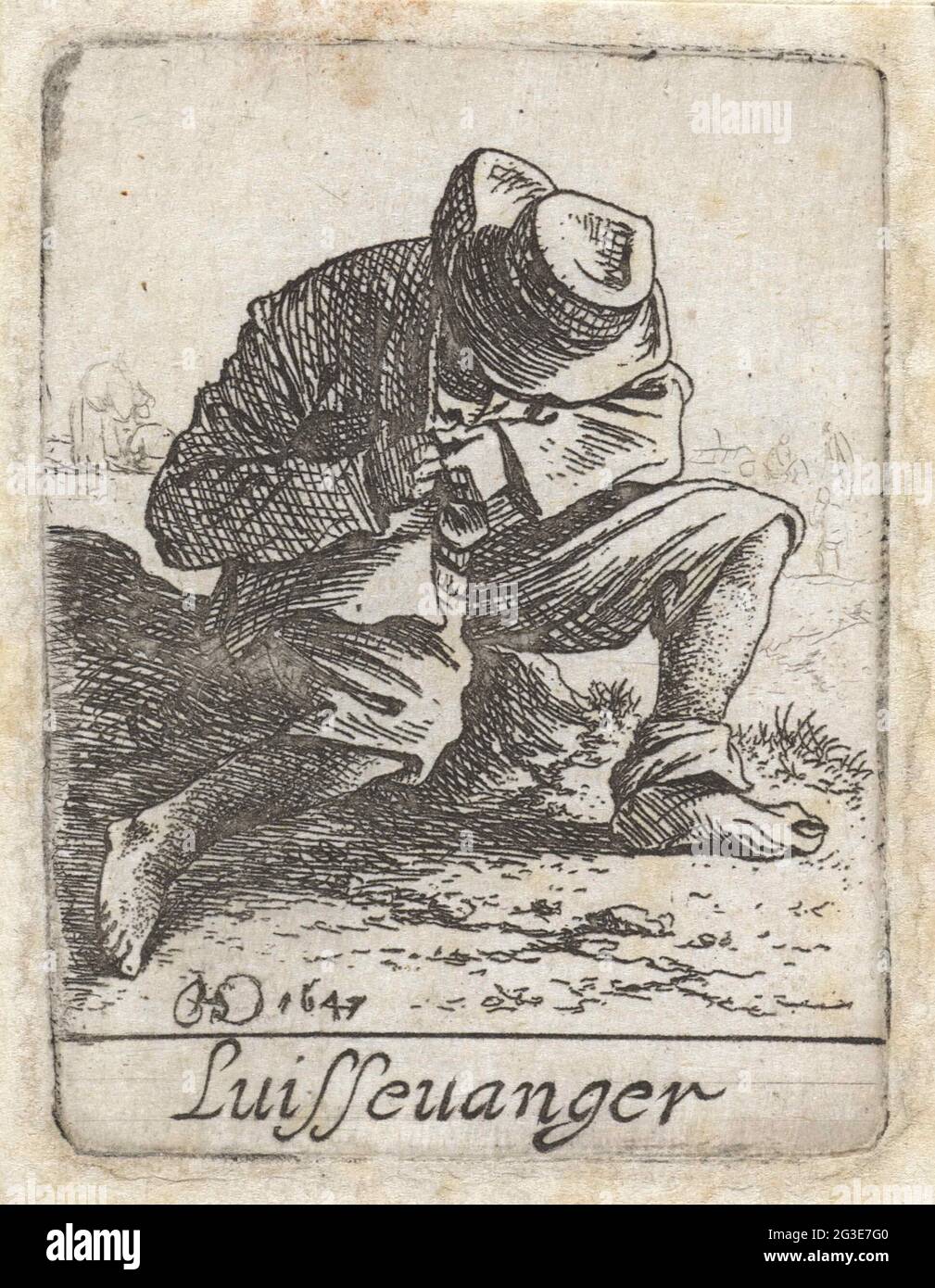 Lice catcher; Luisseuanger; Busy farmers. Seated farmer who listen to ...