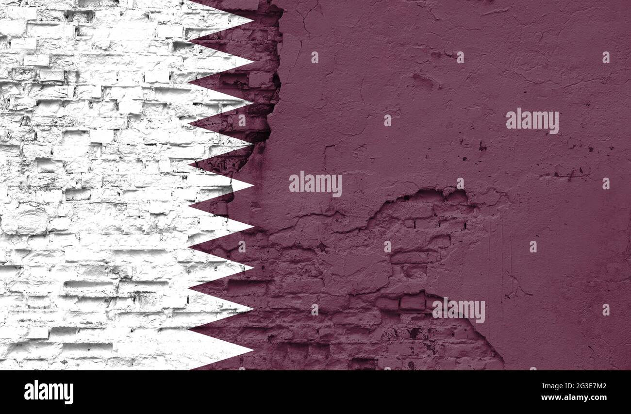 Qatar flag is painted onto an old brick wall Stock Photo - Alamy