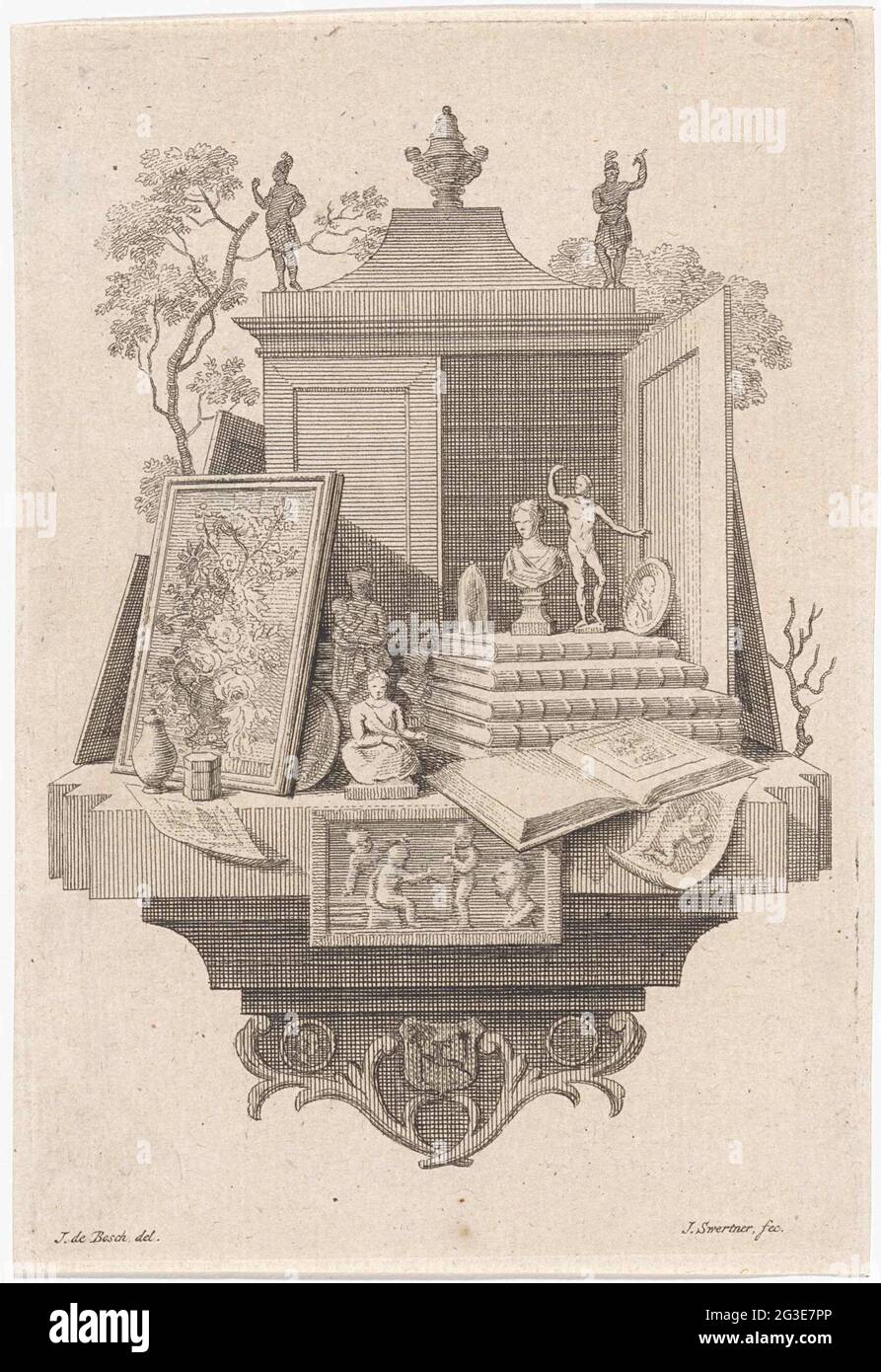 Vignette with books. There is a pile of books on an altar. Next to it ...