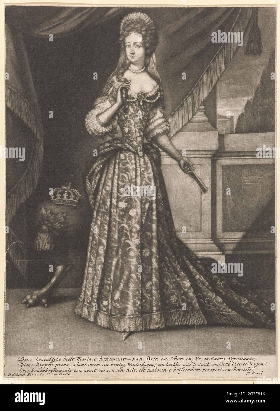 Portrait of Maria II Stuart. Portrait of Maria II. A range in her left ...