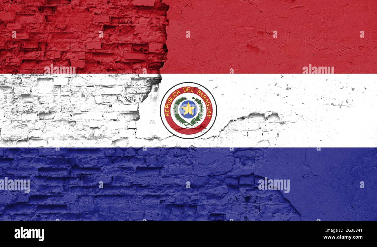 Paraguay flag is painted onto an old brick wall Stock Photo - Alamy