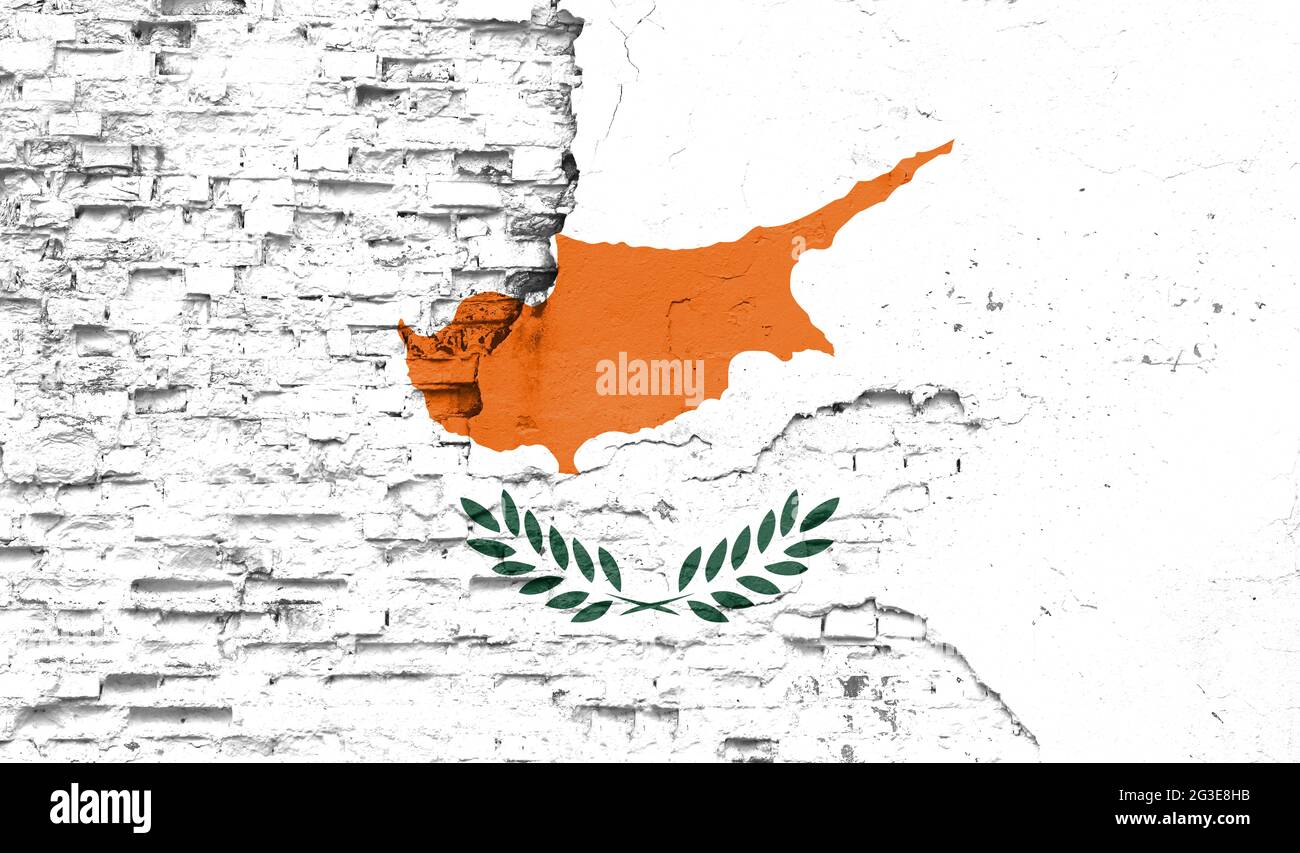 Cyprus flag is painted onto an old brick wall Stock Photo - Alamy