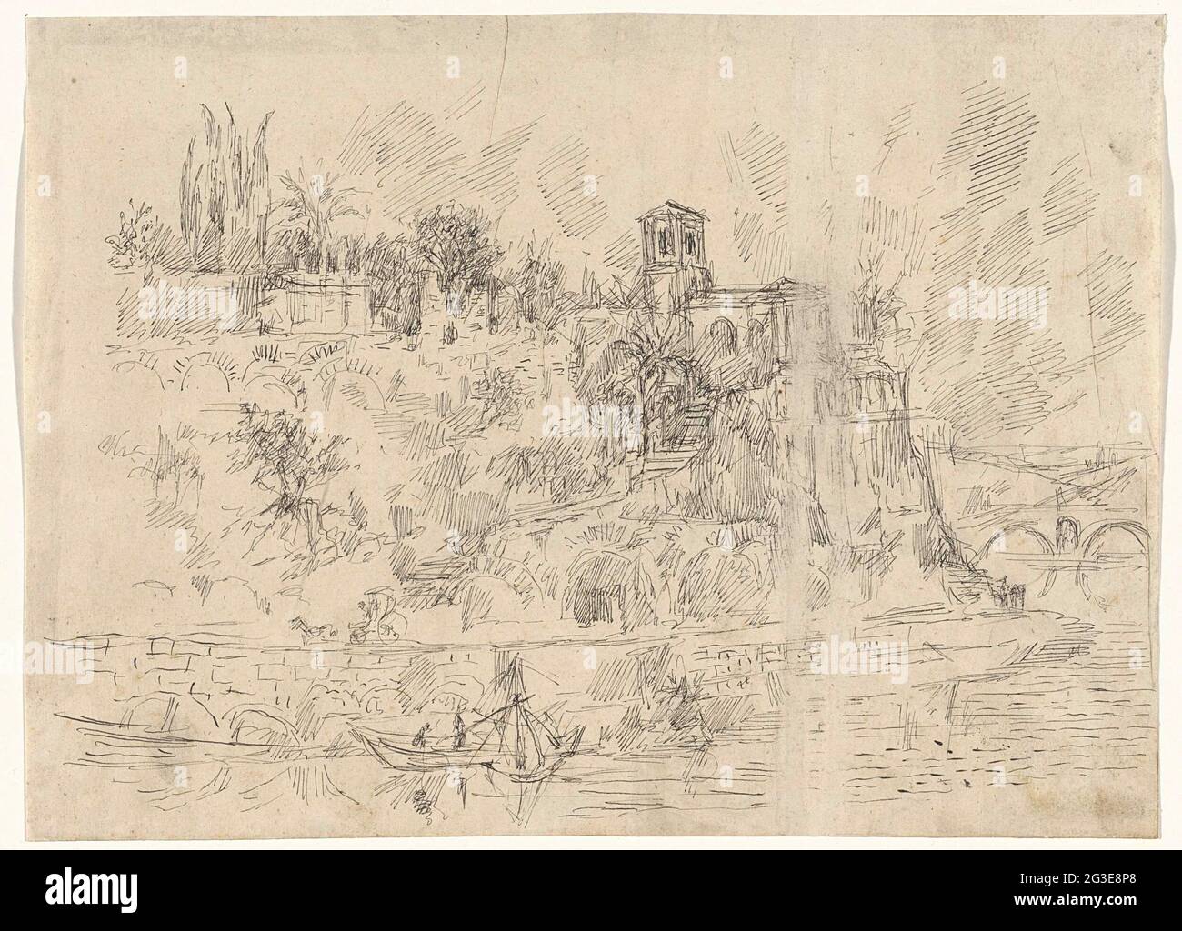 River face with classical buildings on the banks (in Rome Stock Photo ...