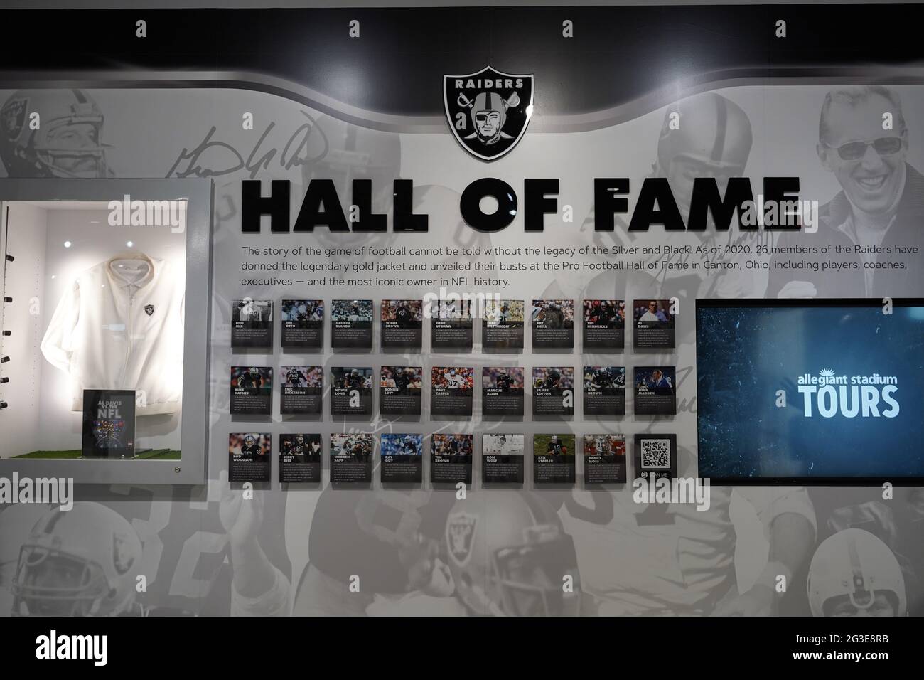 A Hall of Fame exhibit at the Raider Image team store at Allegiant ...