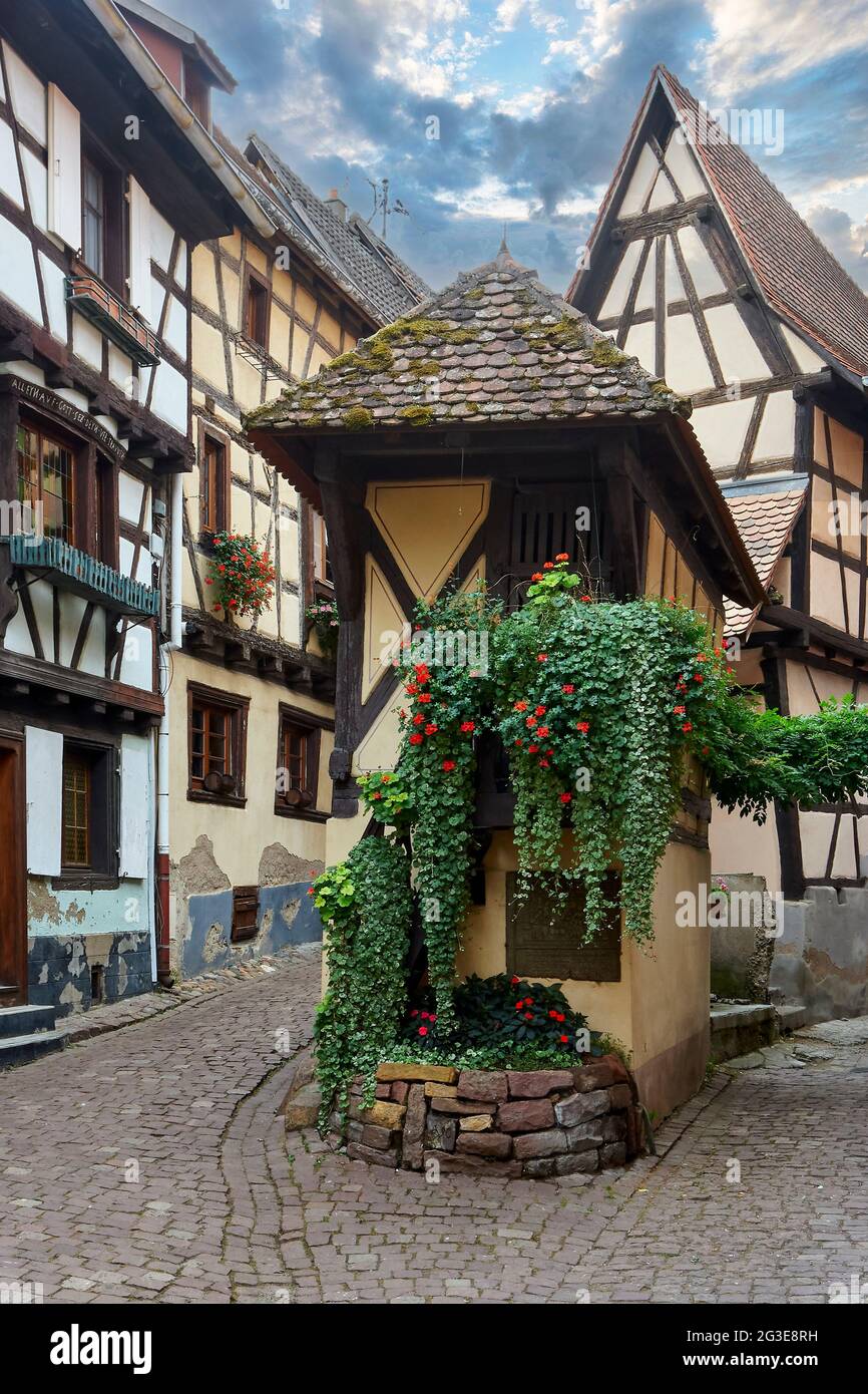 The nicely village of Eguisheim in Alsace Stock Photo - Alamy