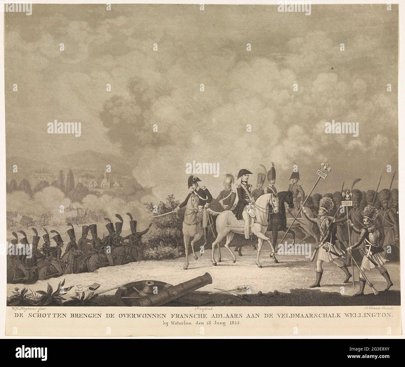 Wellington gets conquered French standards, 1815 during the Battle of ...
