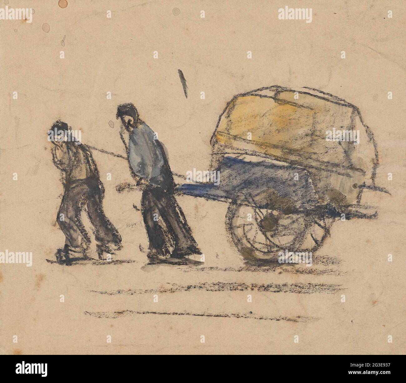 Two men pulling a cart Stock Photo - Alamy