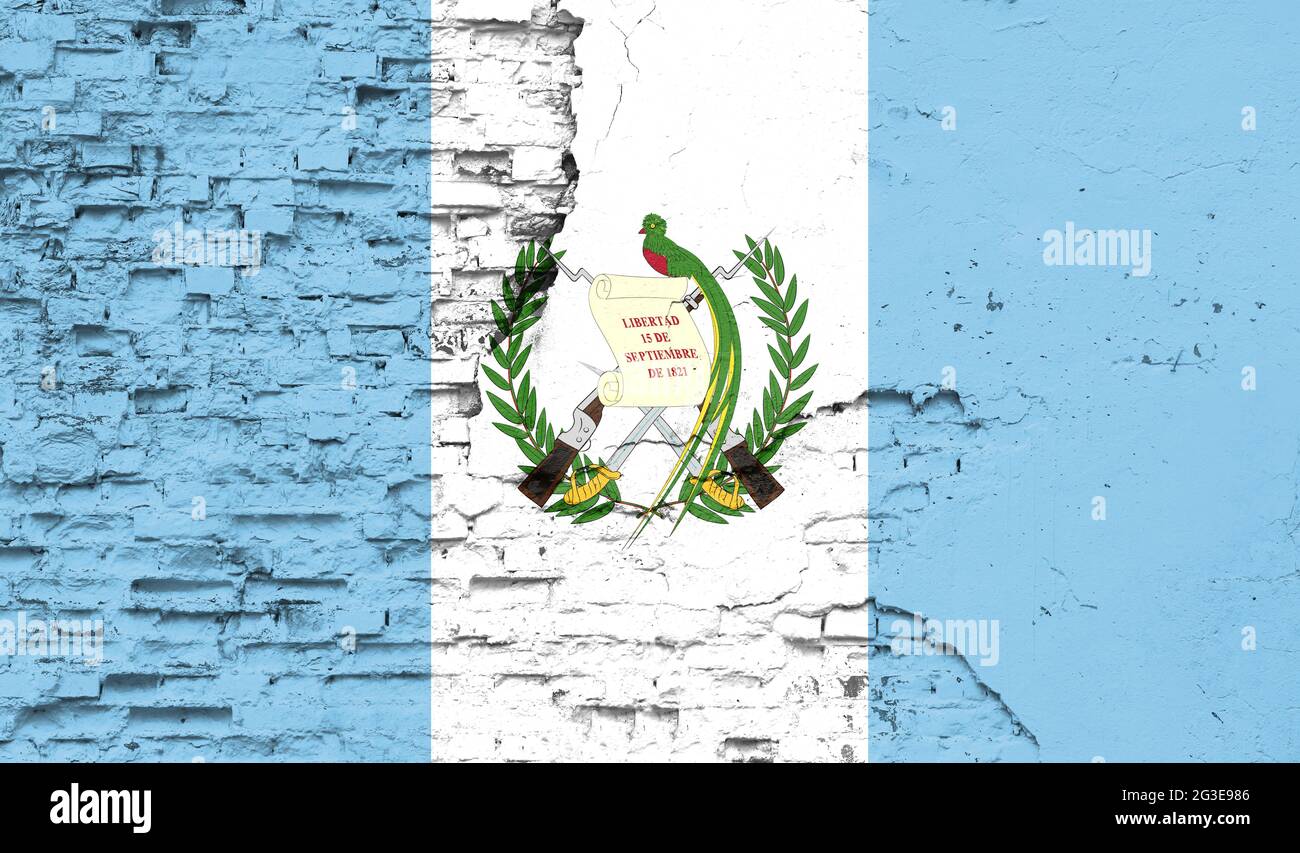 Guatemala flag is painted onto an old brick wall Stock Photo - Alamy