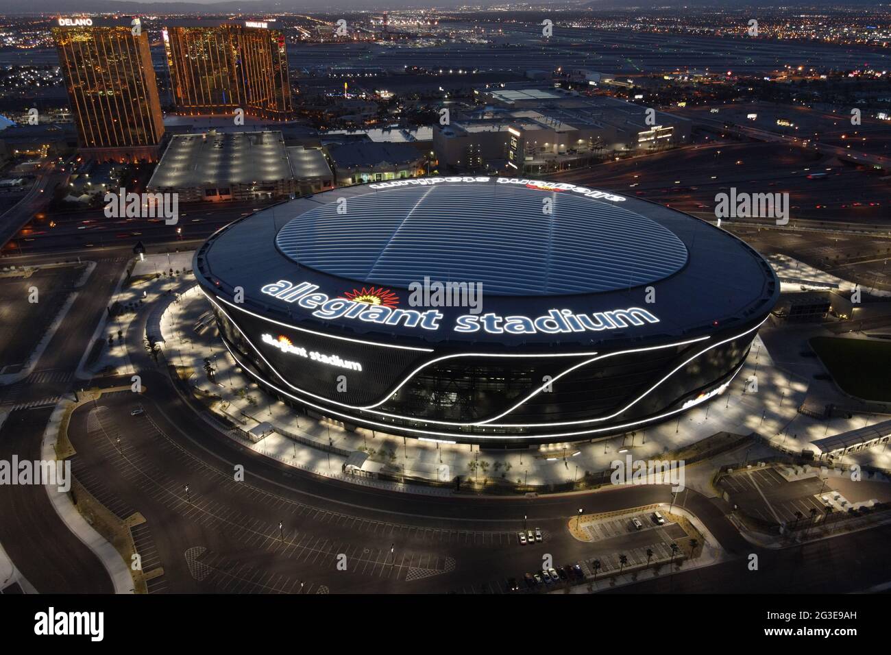 Las Vegas, United States. 08th Mar, 2021. An aerial view of Allegiant ...