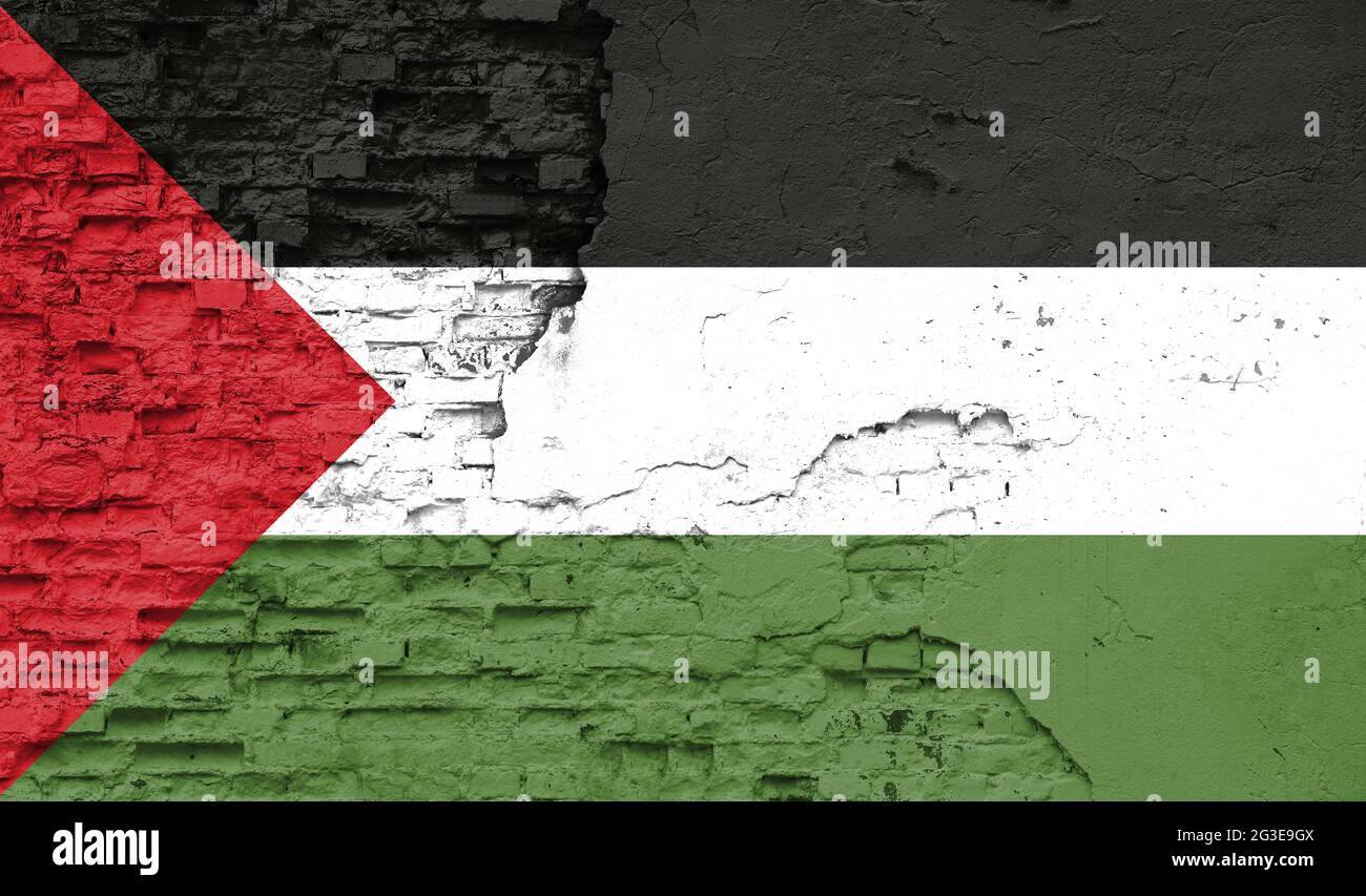 Palestine flag is painted onto an old brick wall Stock Photo - Alamy