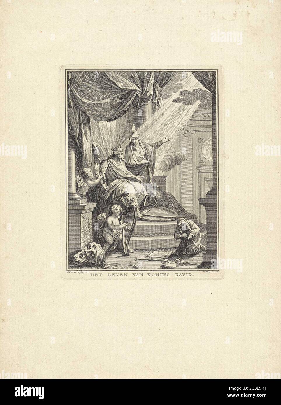 King David in a temple; Title page for: A. van Cattenburgh, the life of ...