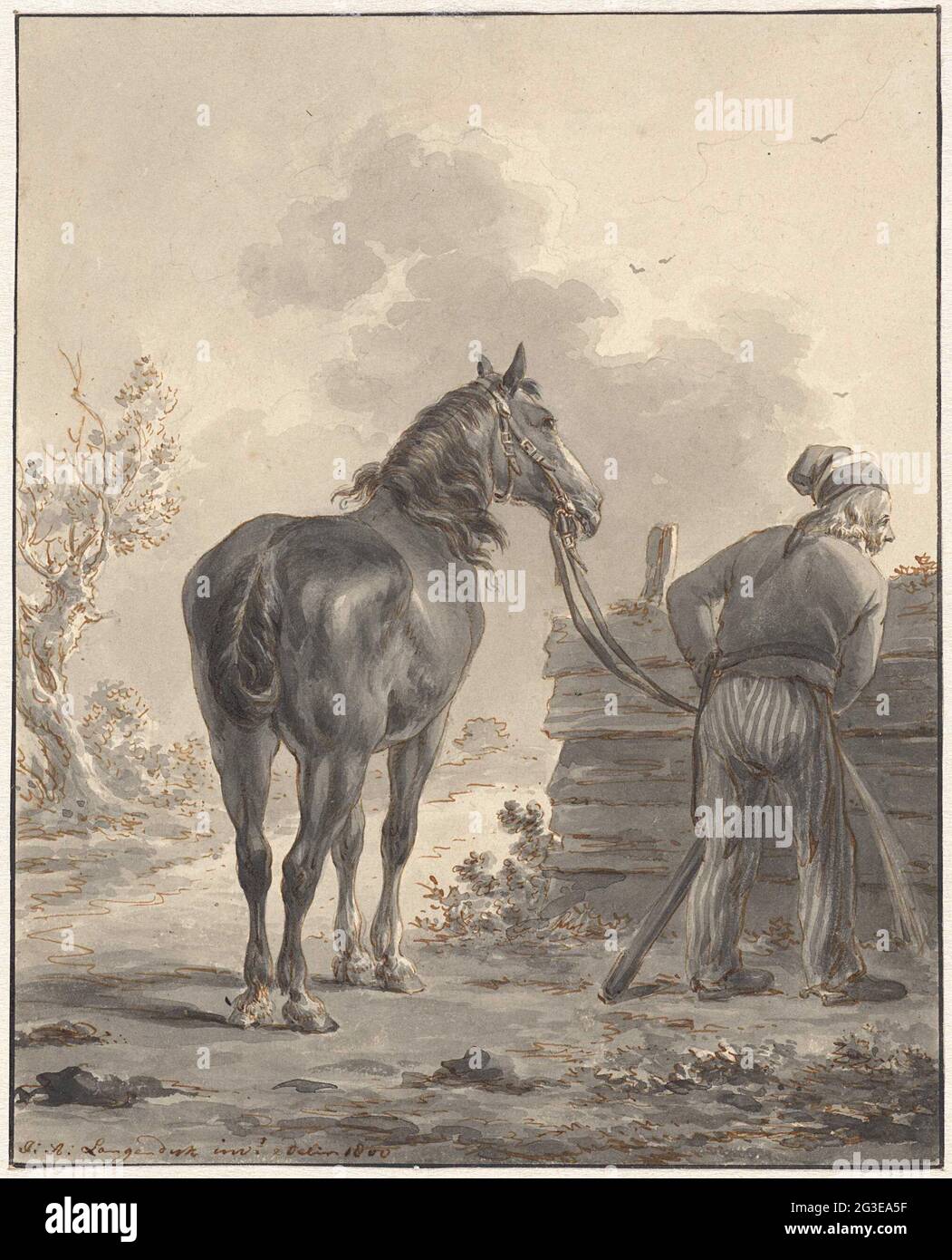 Watering soldier with horse. Design for a print Stock Photo - Alamy