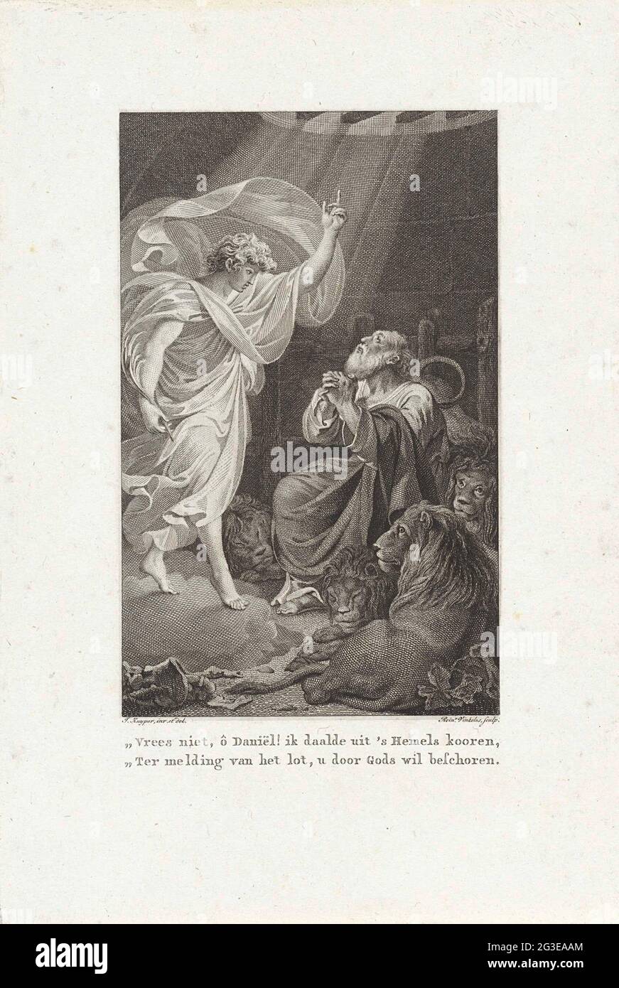 Daniel in the lion's owl. An angel appears to daniel sitting with ...