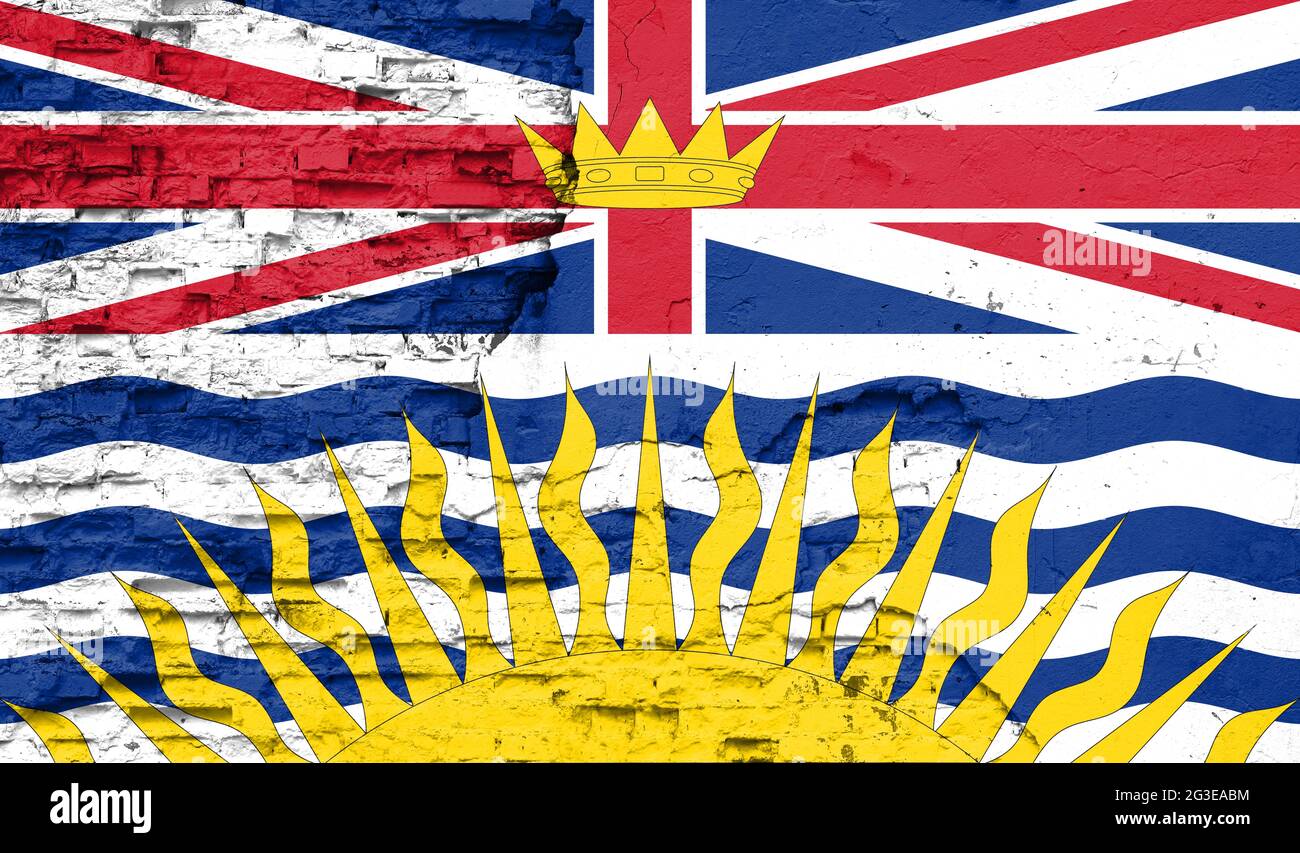 British Columbia flag is painted onto an old brick wall Stock Photo - Alamy